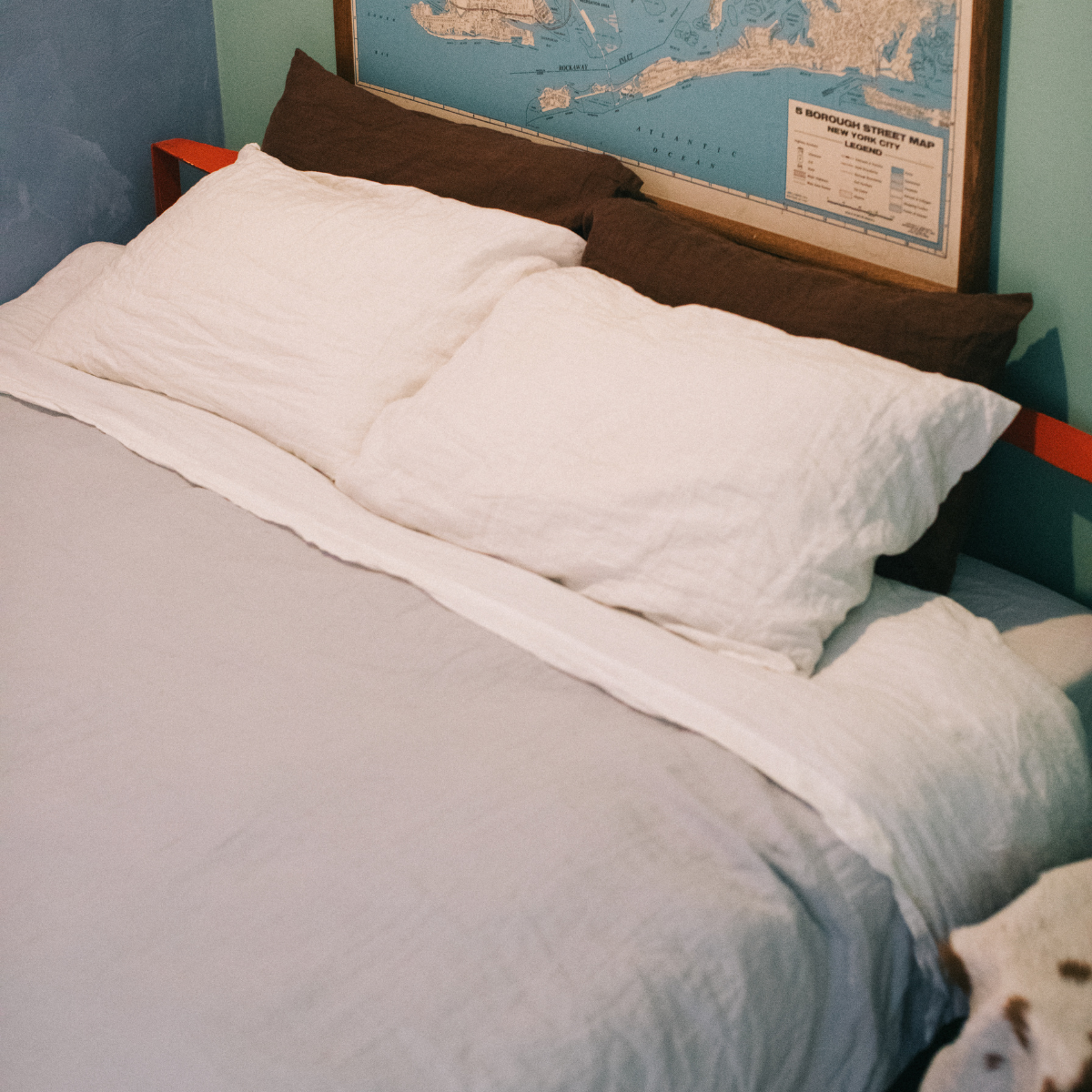 100% Linen Mixed Bedding Set - White, Mist & Cocoa – IN BED Store