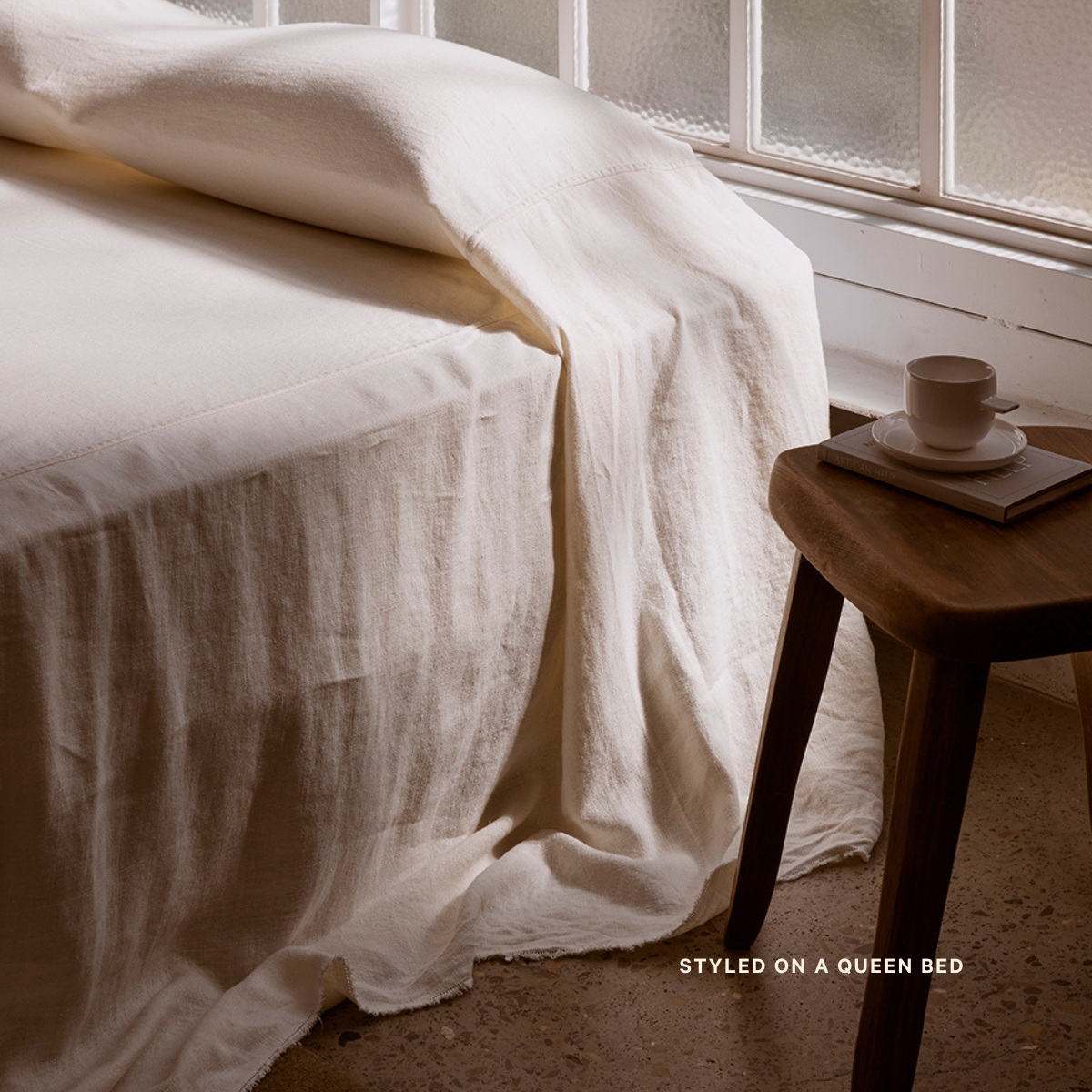 Oversized Heavy Linen Bed Cover in Off White – IN BED Store