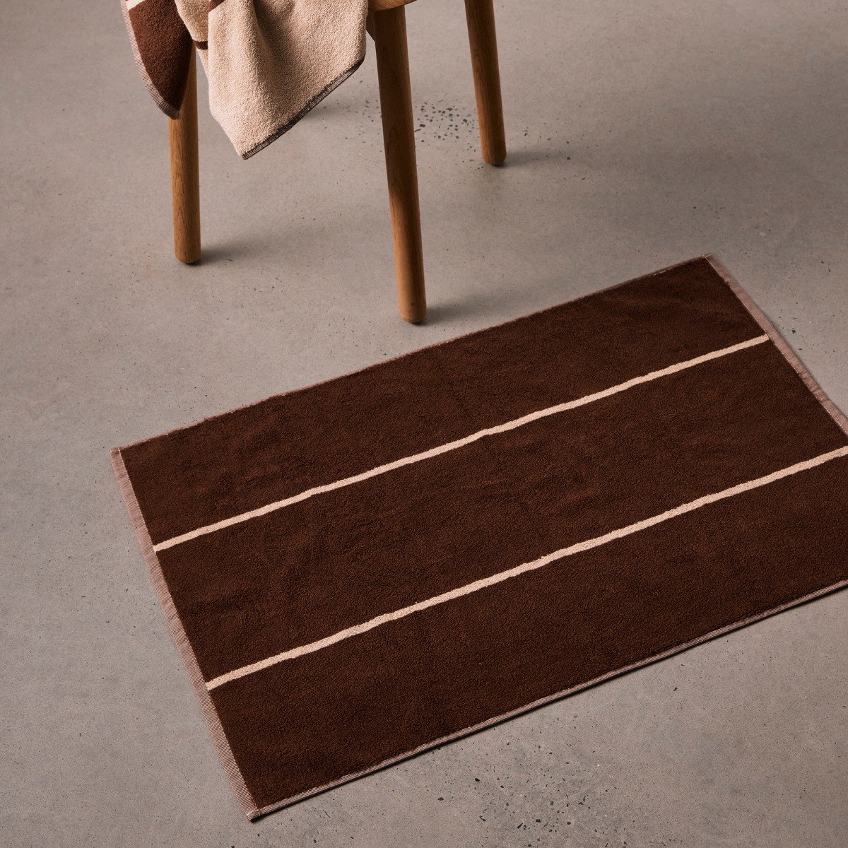 100% Organic Cotton Bath Mat in Cocoa & Ivory Stripe – IN BED Store