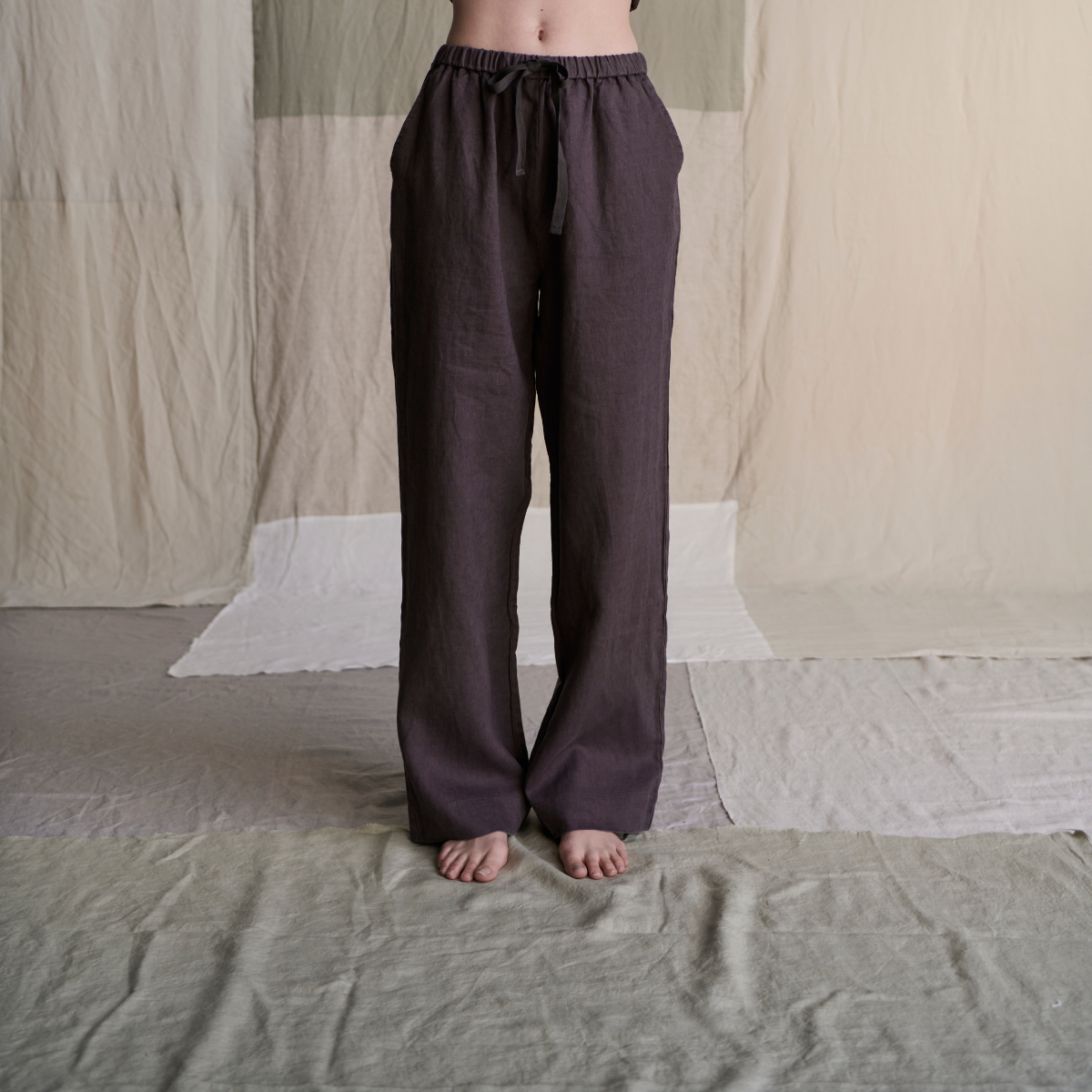 100% Linen Wide Leg Pants in Kohl – IN BED Store