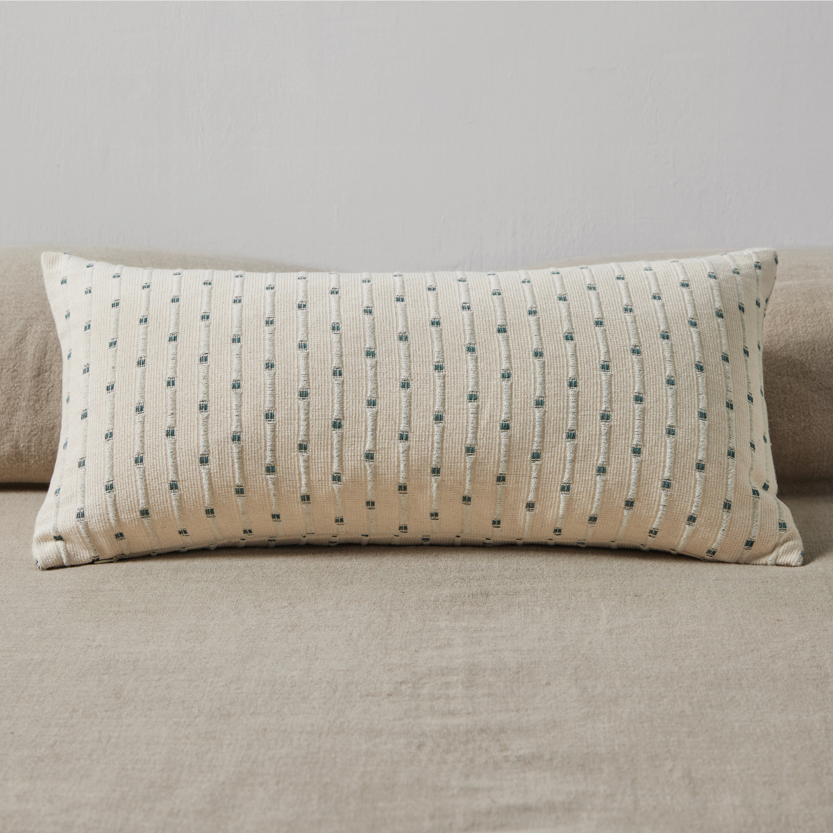 100% Organic Textured Cotton Rectangle Cushion Cover in Off White with ...
