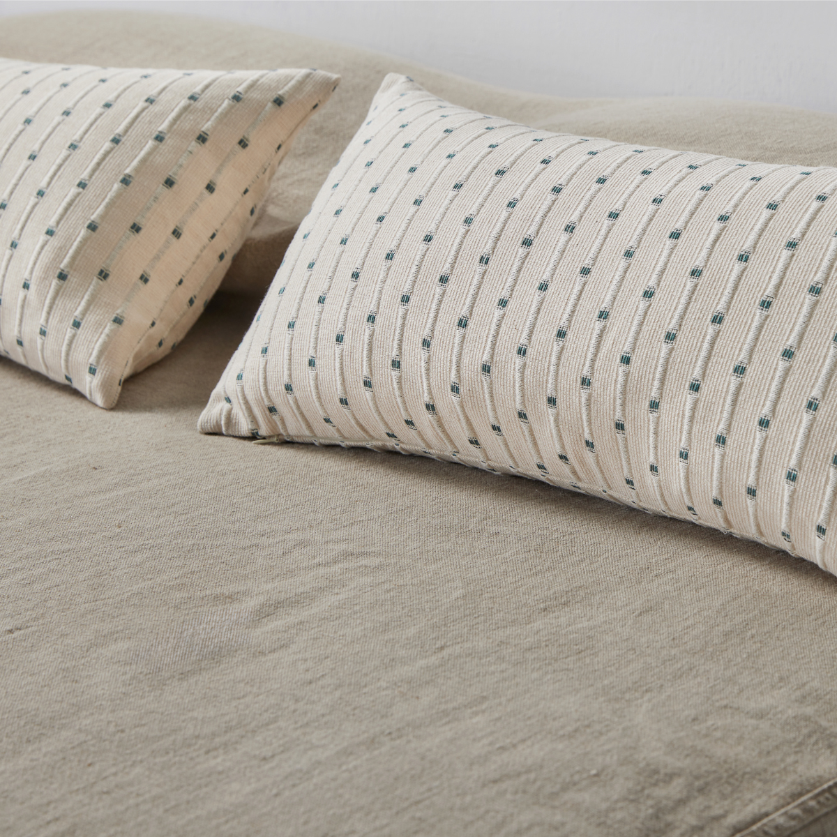 100% Organic Textured Cotton Rectangle Cushion Cover in Off White with ...