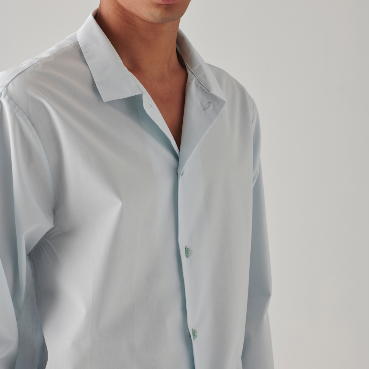 100% Organic Cotton Shirt in Powder Blue - Mens – IN BED Store