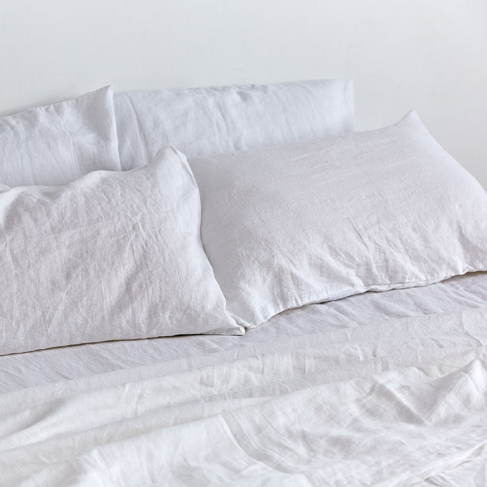 100% Linen Fitted Sheet in White – IN BED Store
